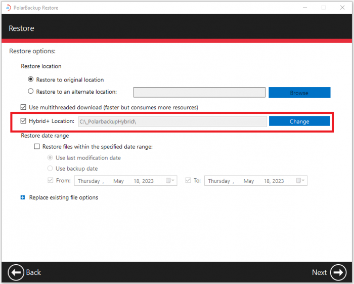 Restore Data from the Hybrid+ Backup - Polarbackup Wiki